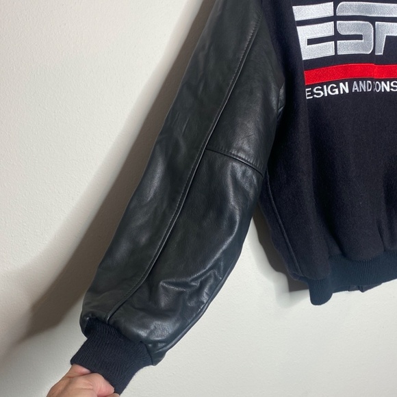 ESPN | Jackets & Coats | Espn The Store Wool Leather Sleeve Espn Design ...